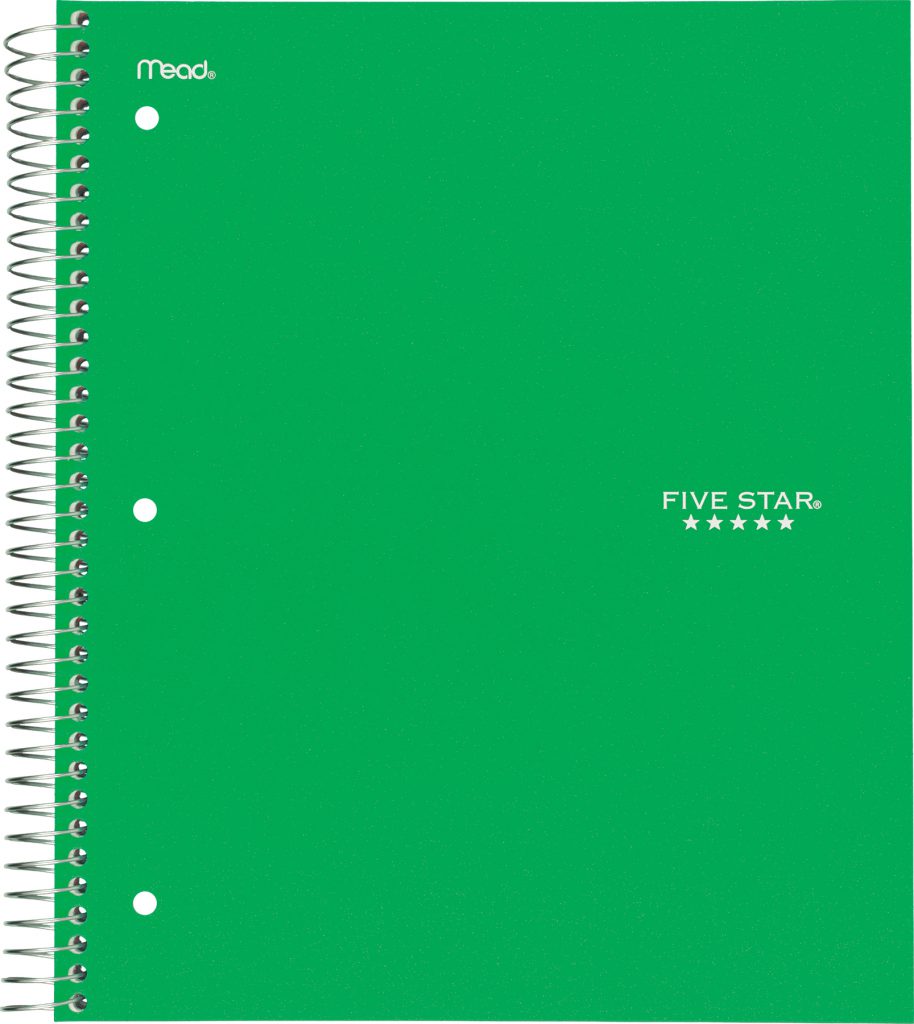 Five Star Wirebound, 5-Subject Notebook, 10-1/2" X 8", 3 Hole Punched ...