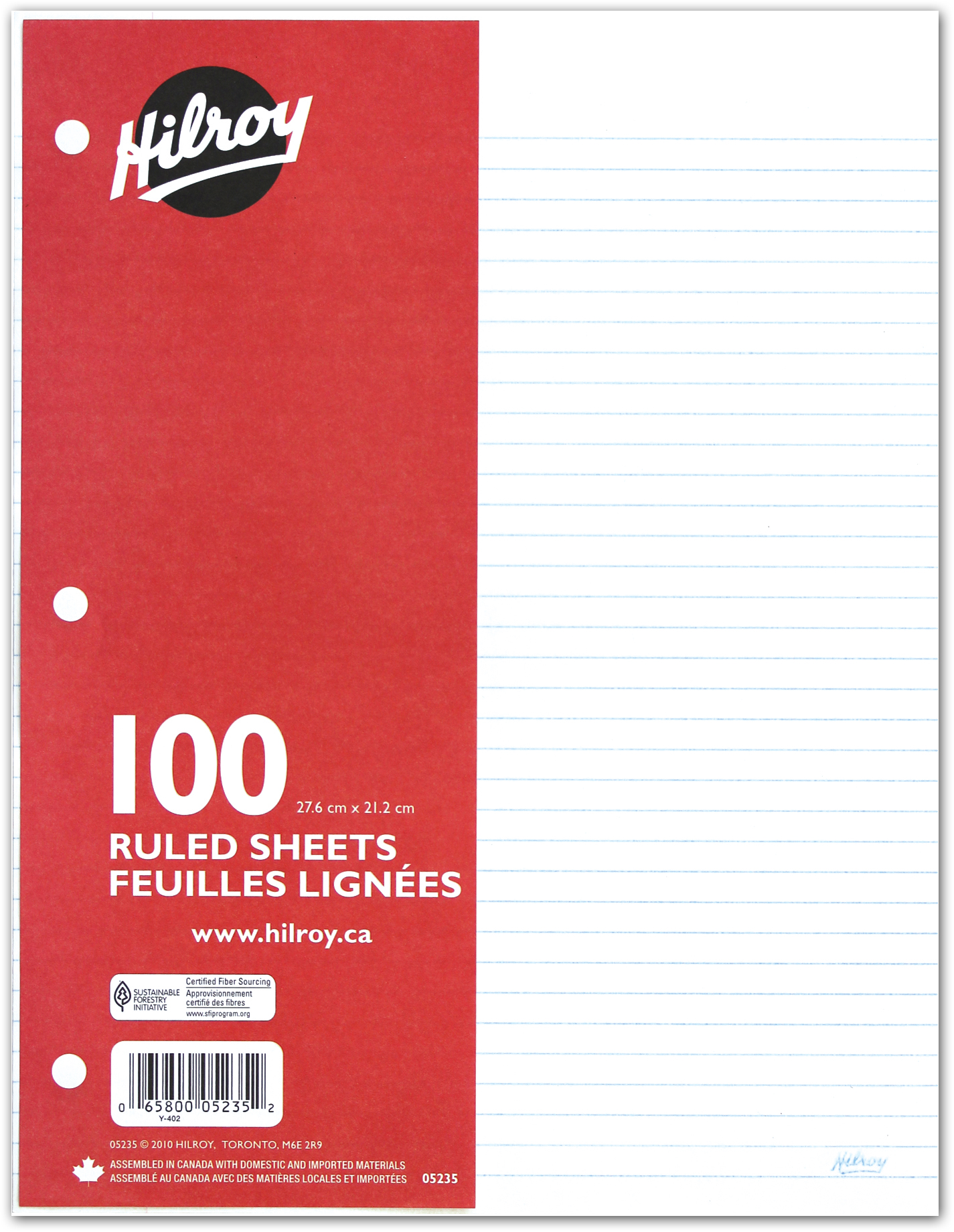 Hilroy Ruled Refill Paper, 3 Hole Punched, 10-7/8 X 8-3/8-Inch, 100 ...