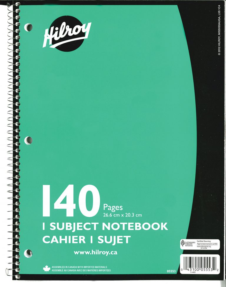 Hilroy 140pg Coil Notebook, 3 Hole With Margin, 1 Subject - ACCO Canada