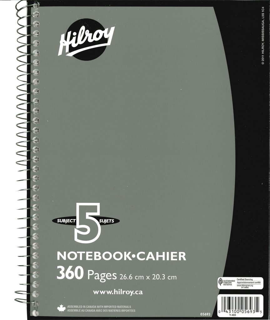 Hilroy 360pg Coil Notebook, 3 Hole With Margin, 5 Subject - ACCO Canada