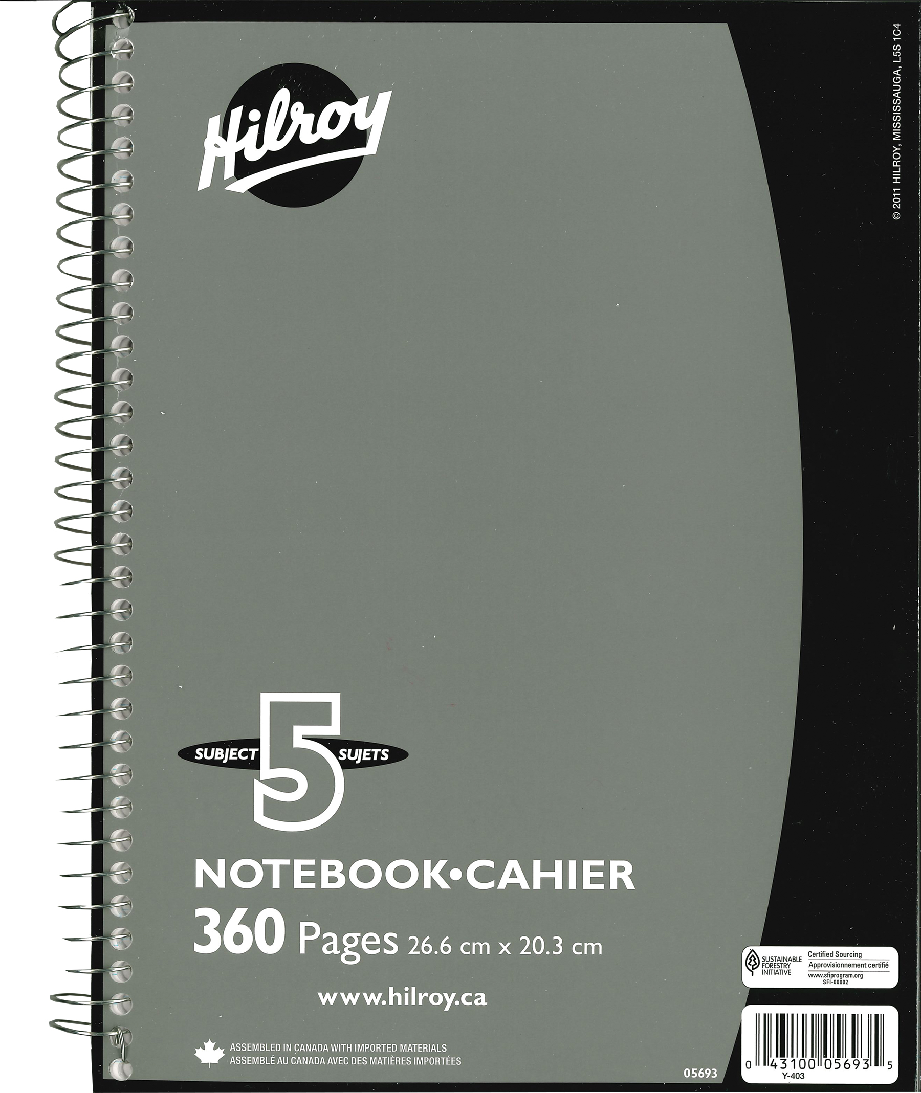 Hilroy 360pg Coil Notebook, 3 Hole With Margin, 5 Subject - ACCO Canada