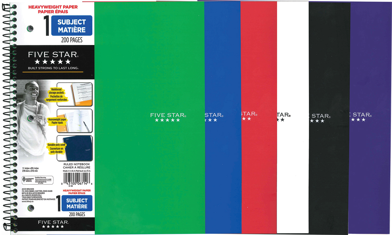 Five Star Wirebound, 1-Subject Premium Heavy Weight Notebook, 11" X 8-1 ...