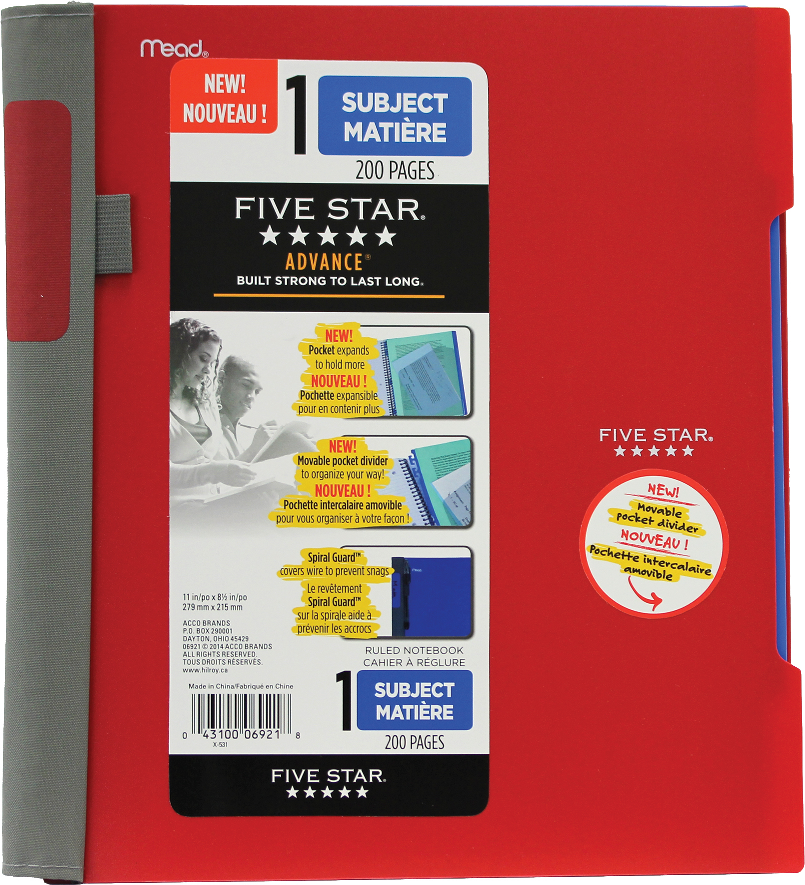 Five Star Advance, 1-Subject Notebook, 10" X 11", 100 Sheets - ACCO Canada