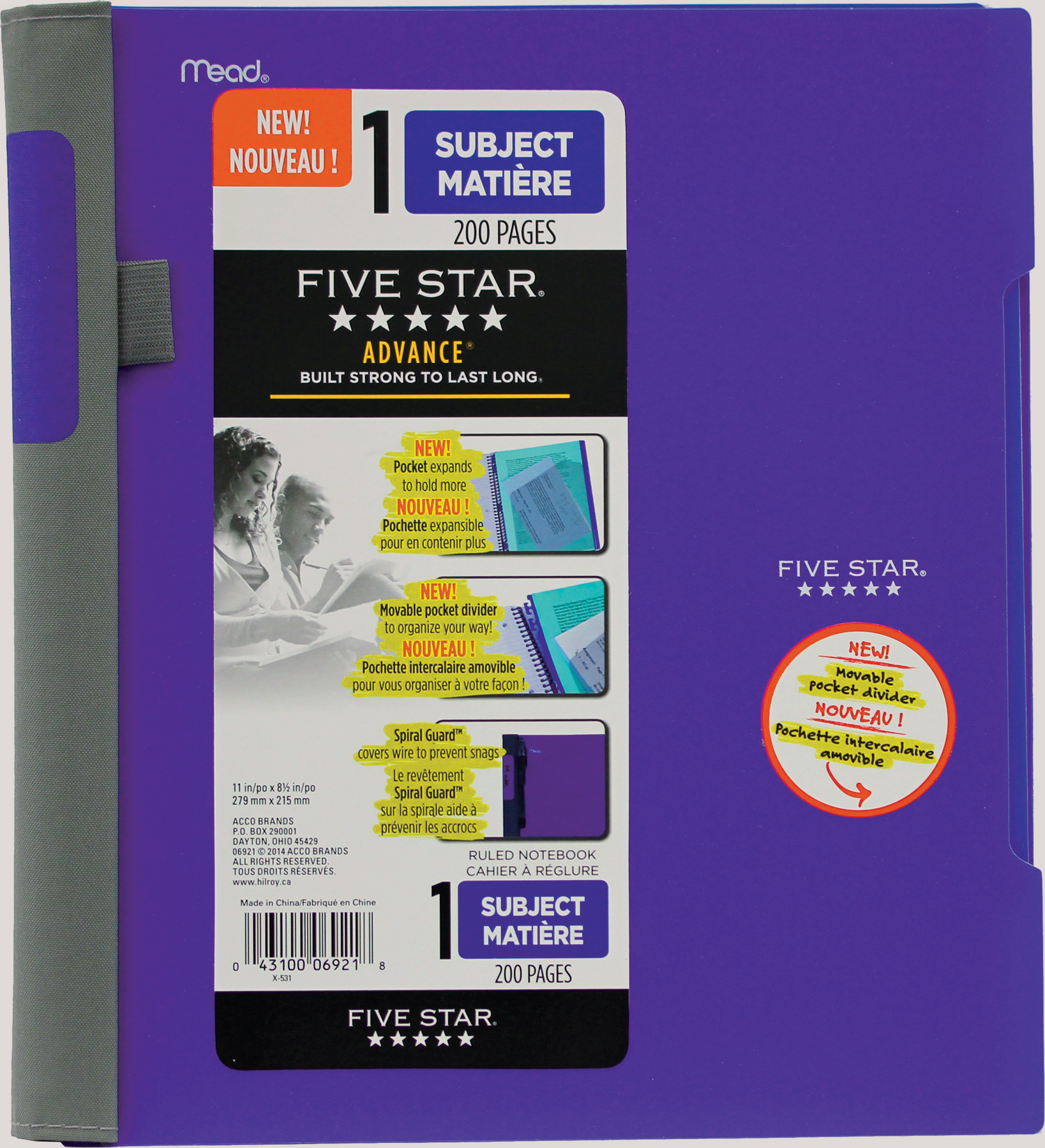 Five Star Advance, 1-Subject Notebook, 10" X 11", 100 Sheets - ACCO Canada