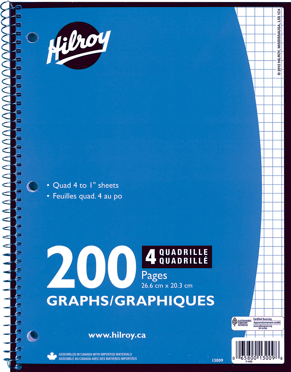 Hilroy 1 Subject Quad Notebook, 200 pages - ACCO Canada