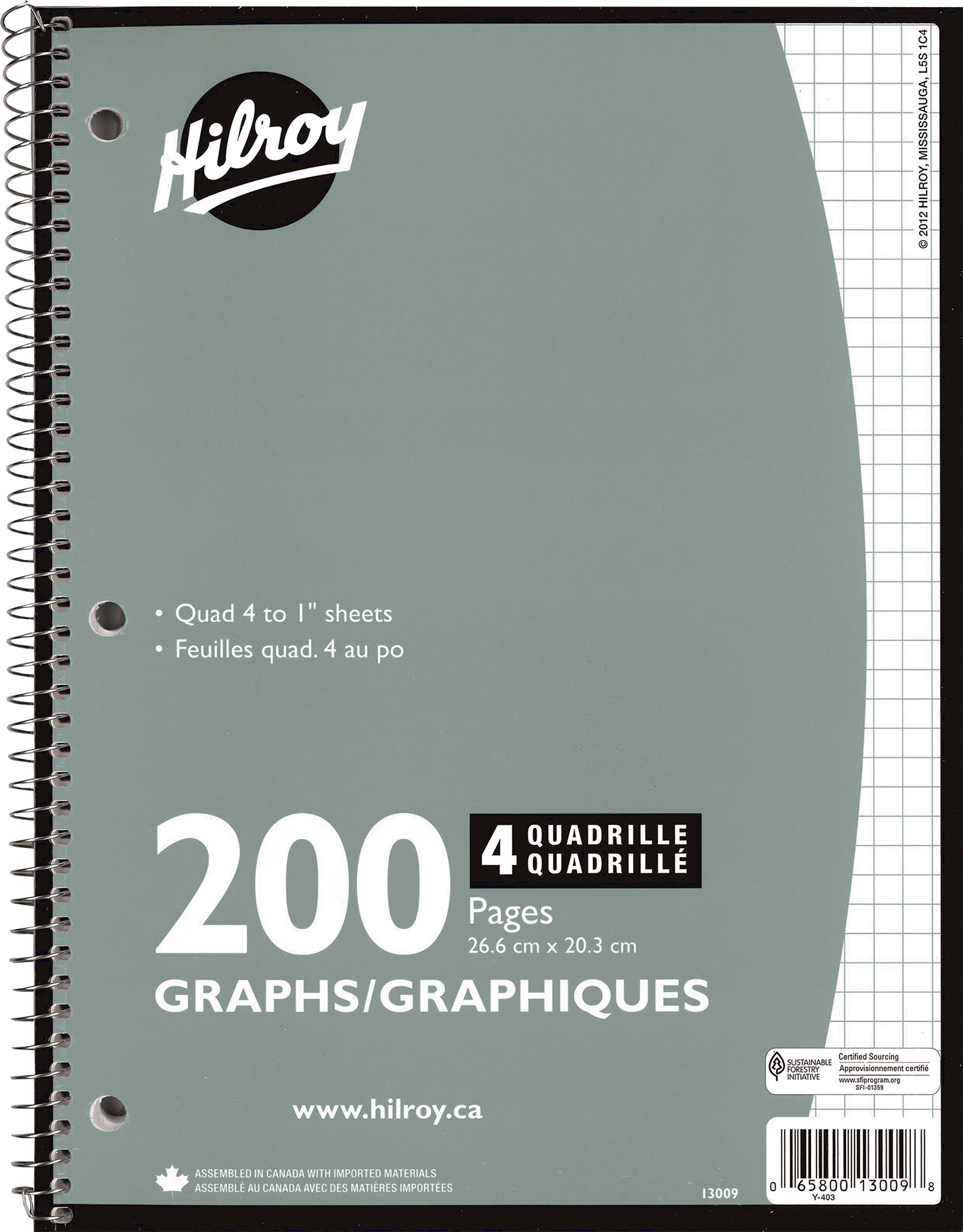 Hilroy 1 Subject Quad Notebook, 200 pages - ACCO Canada