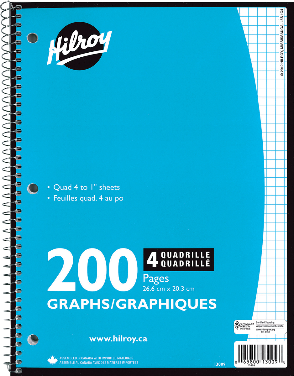 Hilroy 1 Subject Quad Notebook, 200 pages - ACCO Canada