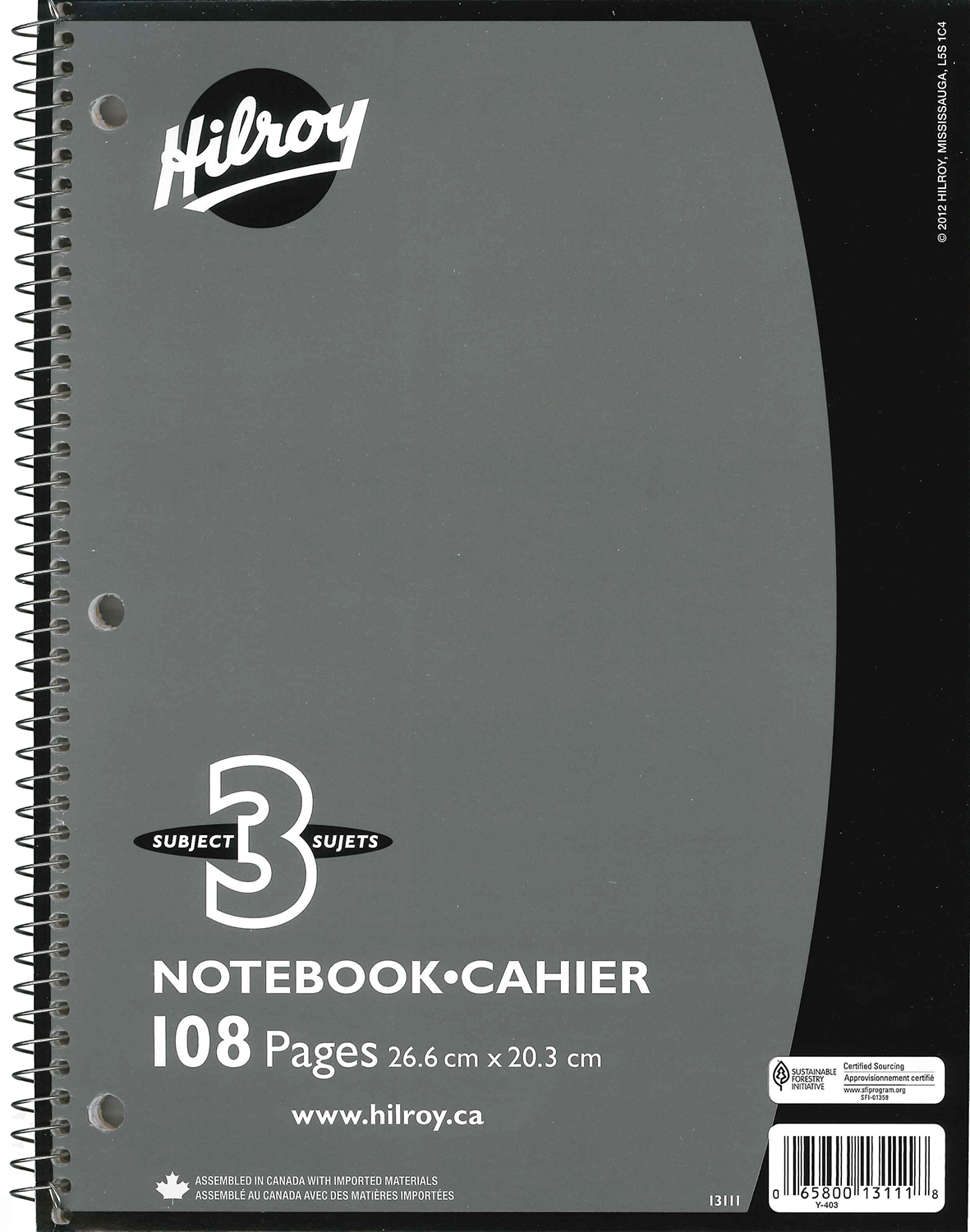 Hilroy Cahier à spirale, 108 pages, 3 trous avec marge, 3 sujets - ACCO ...