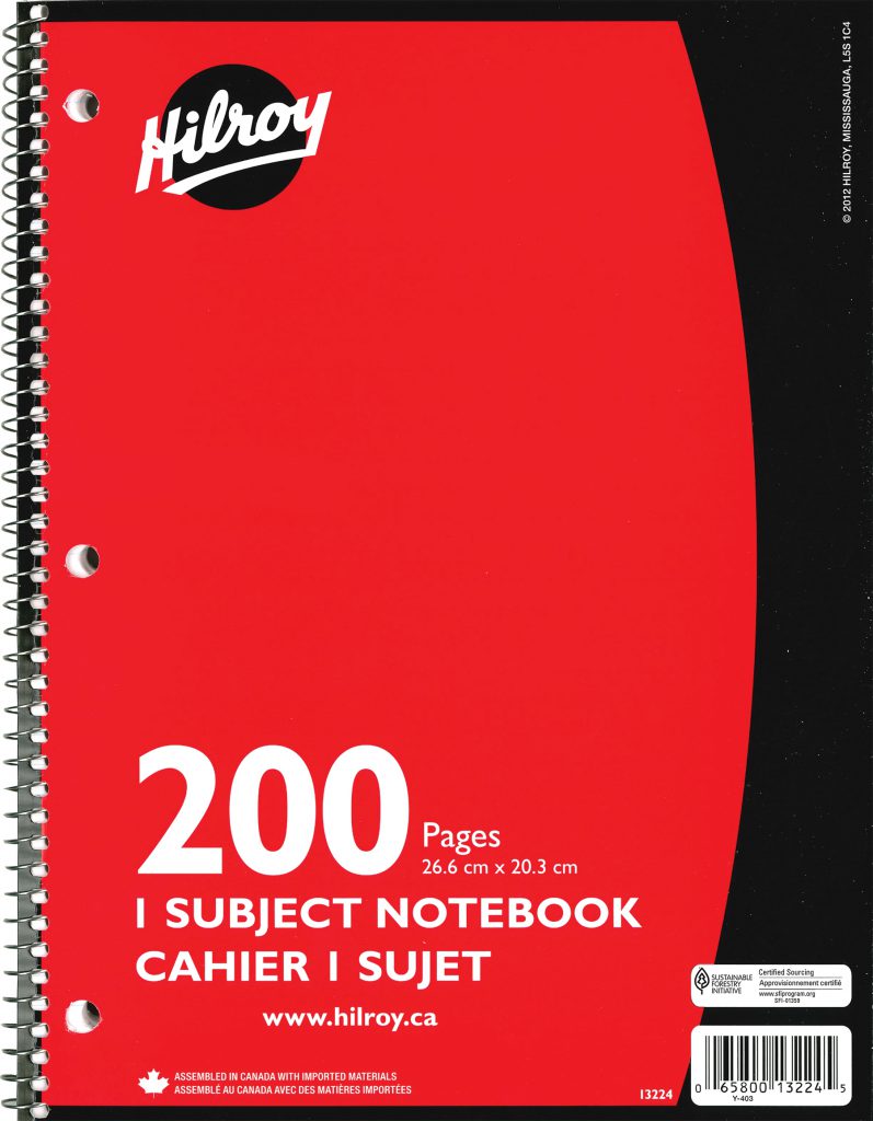 Hilroy 200pg Coil Notebook, 3 Hole With Margin, 1 Subject - ACCO Canada