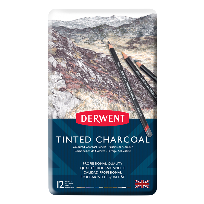 Derwent Tinted Charcoal Pencil 12 Colour Tin - ACCO Canada