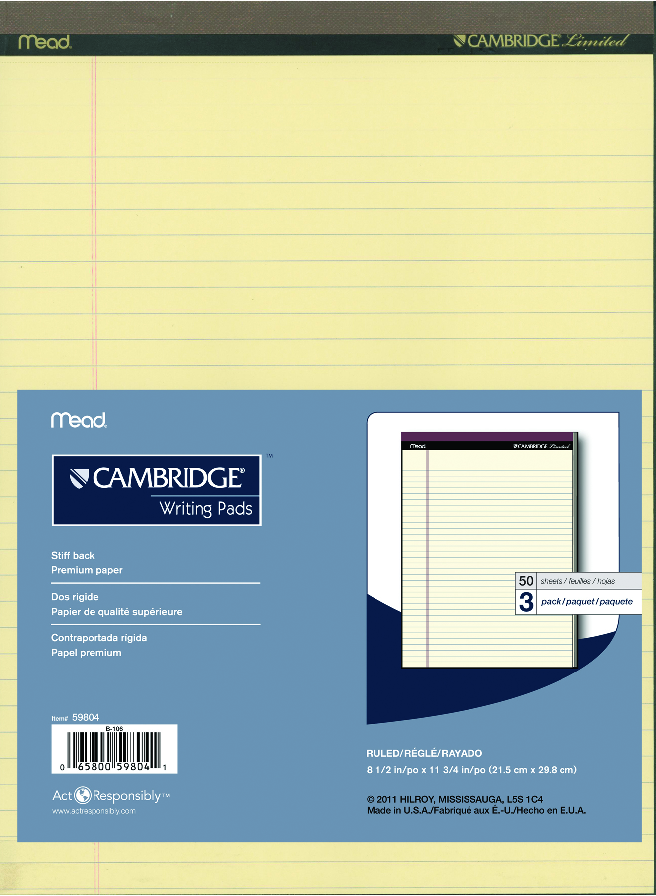 Cambridge® Perforated Ivory Writing Pad - ACCO Canada
