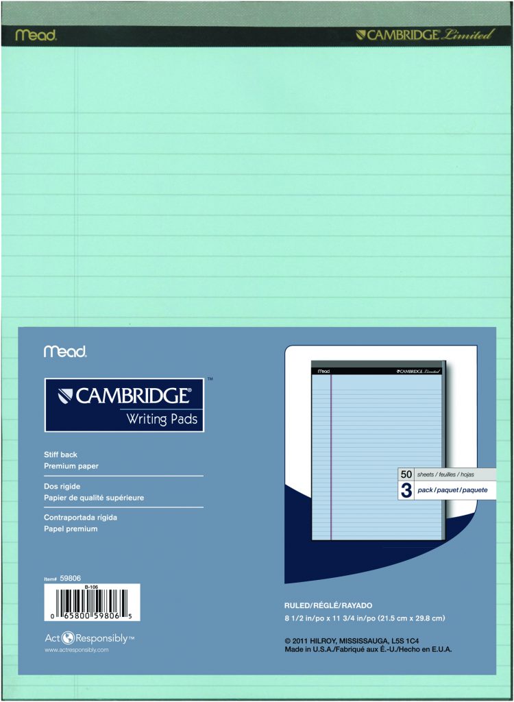 Cambridge® Perforated Blue Writing Pad - ACCO Canada