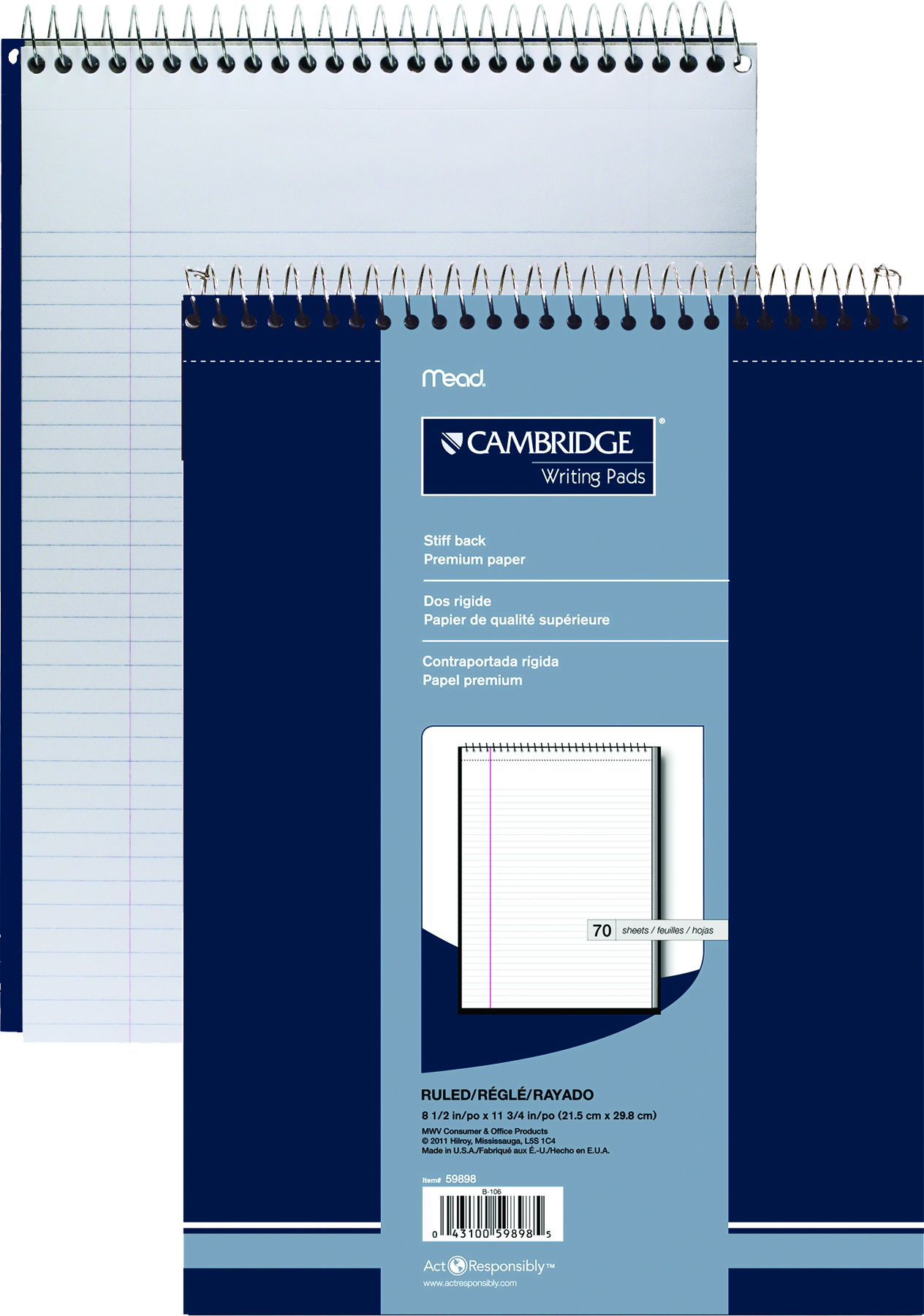 Cambridge® Top Coil Writing Notebook - ACCO Canada
