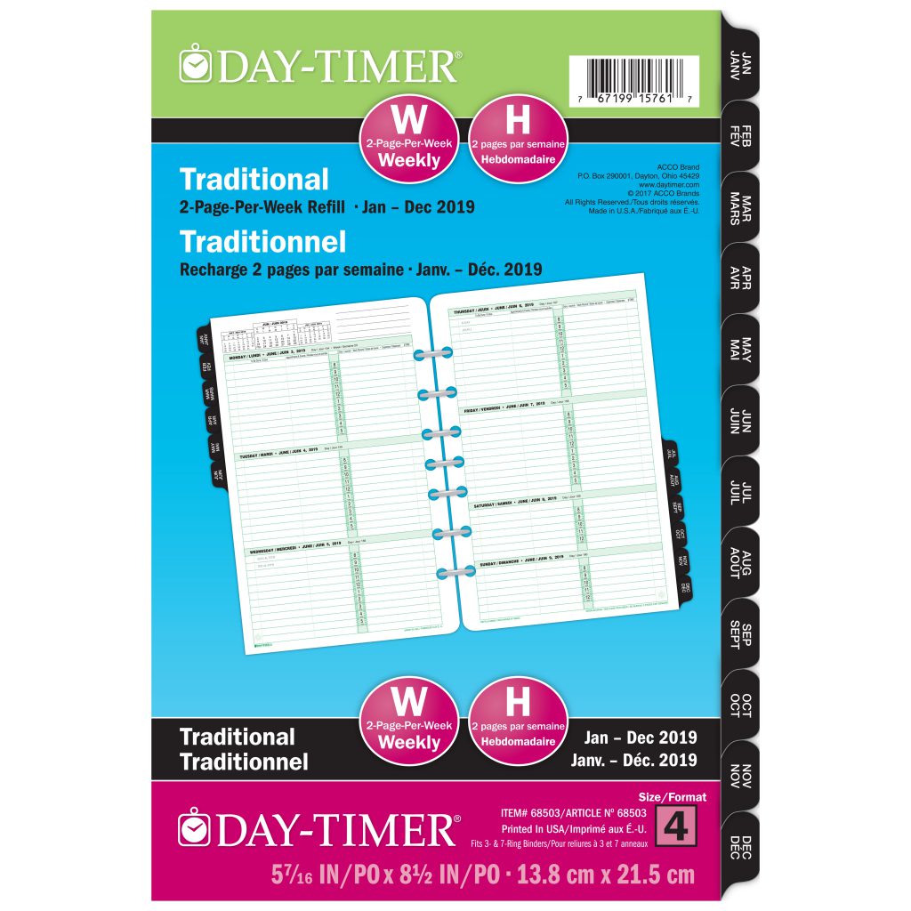 Day-Timer® 2-Page-Per-Week Loose-Leaf Dated Refills, Recycled - Desk ...