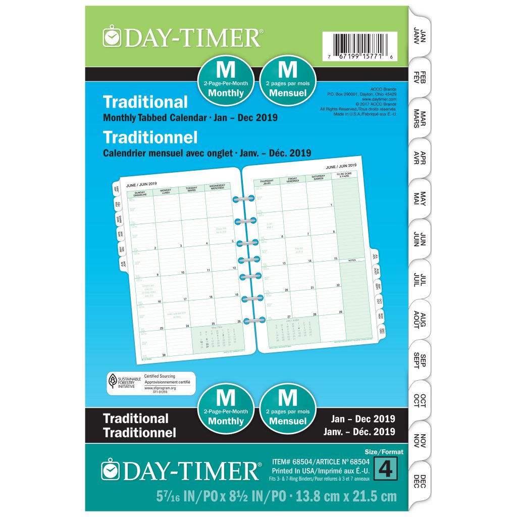 Day-Timer® 2-Page-Per-Month Loose-Leaf Dated Refills, Recycled - Desk ...