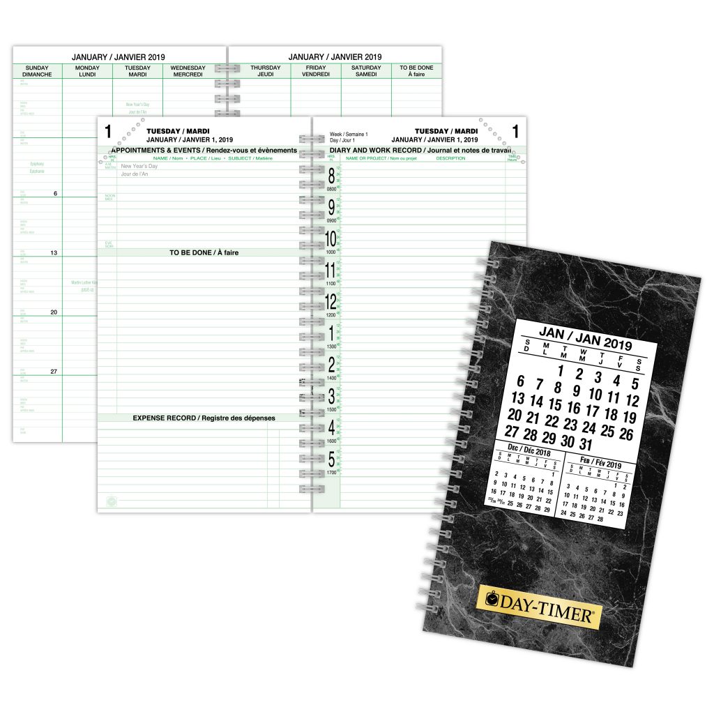 Day-Timer® 1-Page-Per-Day Wire-Bound Booklets Dated Refill, Recycled ...