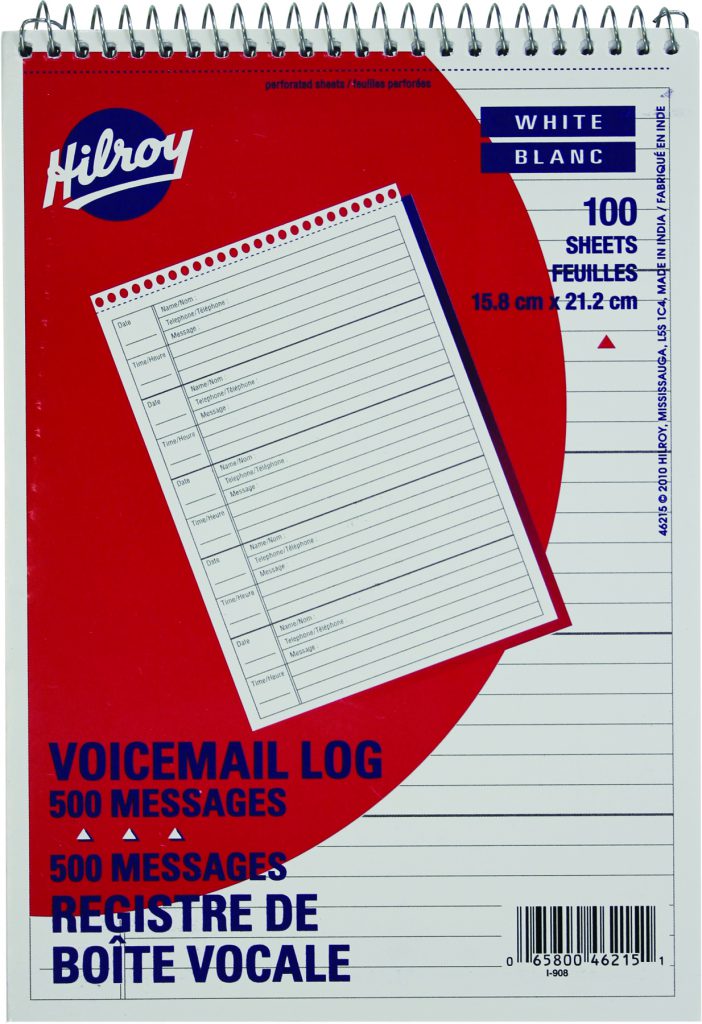 Hilroy Voicemail Log, 100-Sheets, 500 Message Capacity, 6-1/4x8-7/8 ...