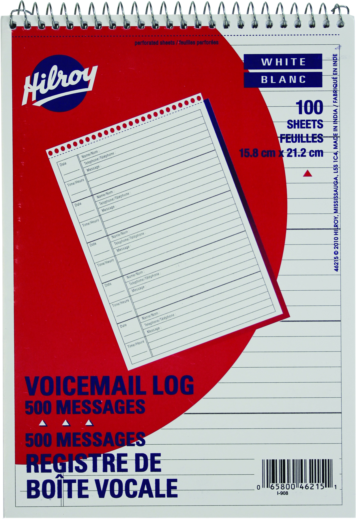 Hilroy Voicemail Log, 100-Sheets, 500 Message Capacity, 6-1/4x8-7/8 ...