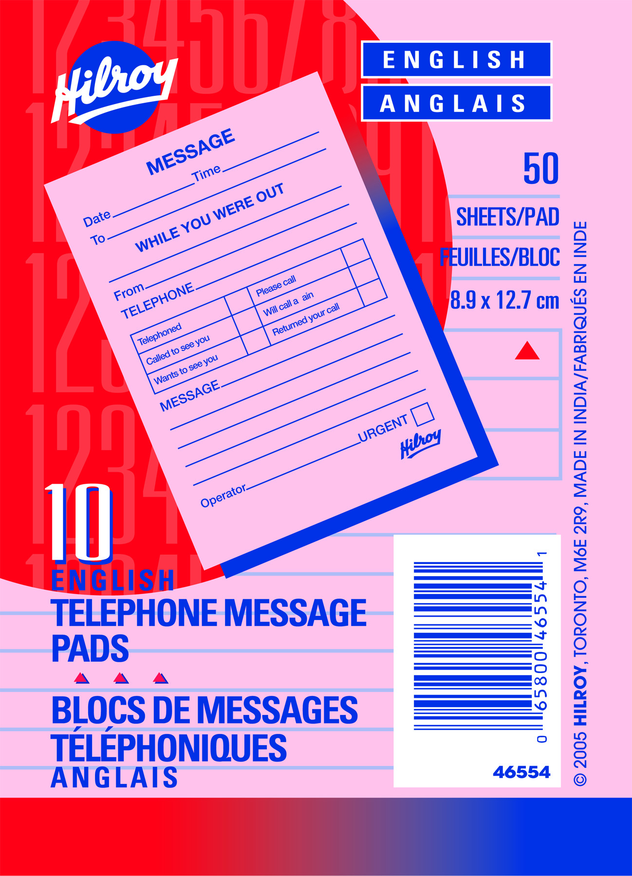 Hilroy Telephone Message Pads, 3-1/2 X 5-Inch, 50 Pink Sheets Per Pad ...