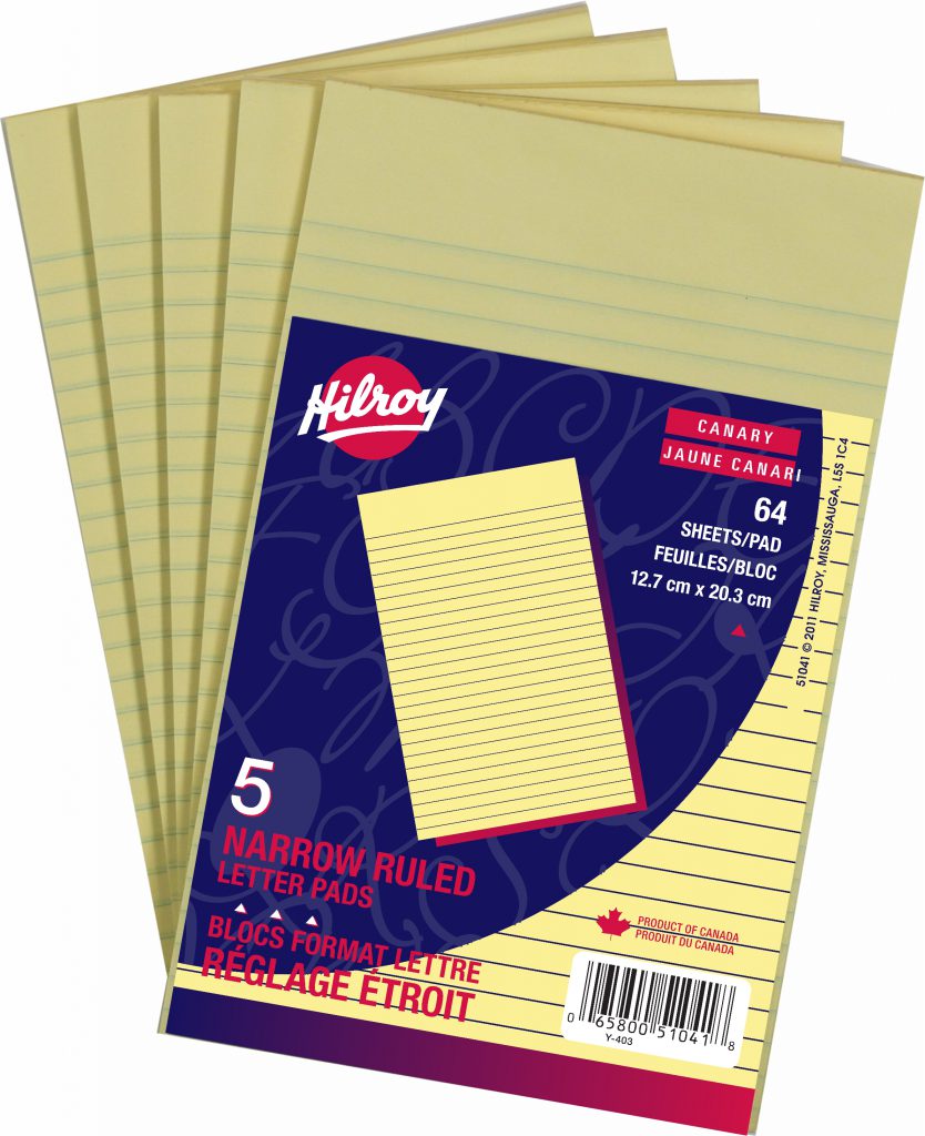 Hilroy Small Letter Pads, 5x8-Inch, Narrow Ruled, Canary, 64-Sheets ...