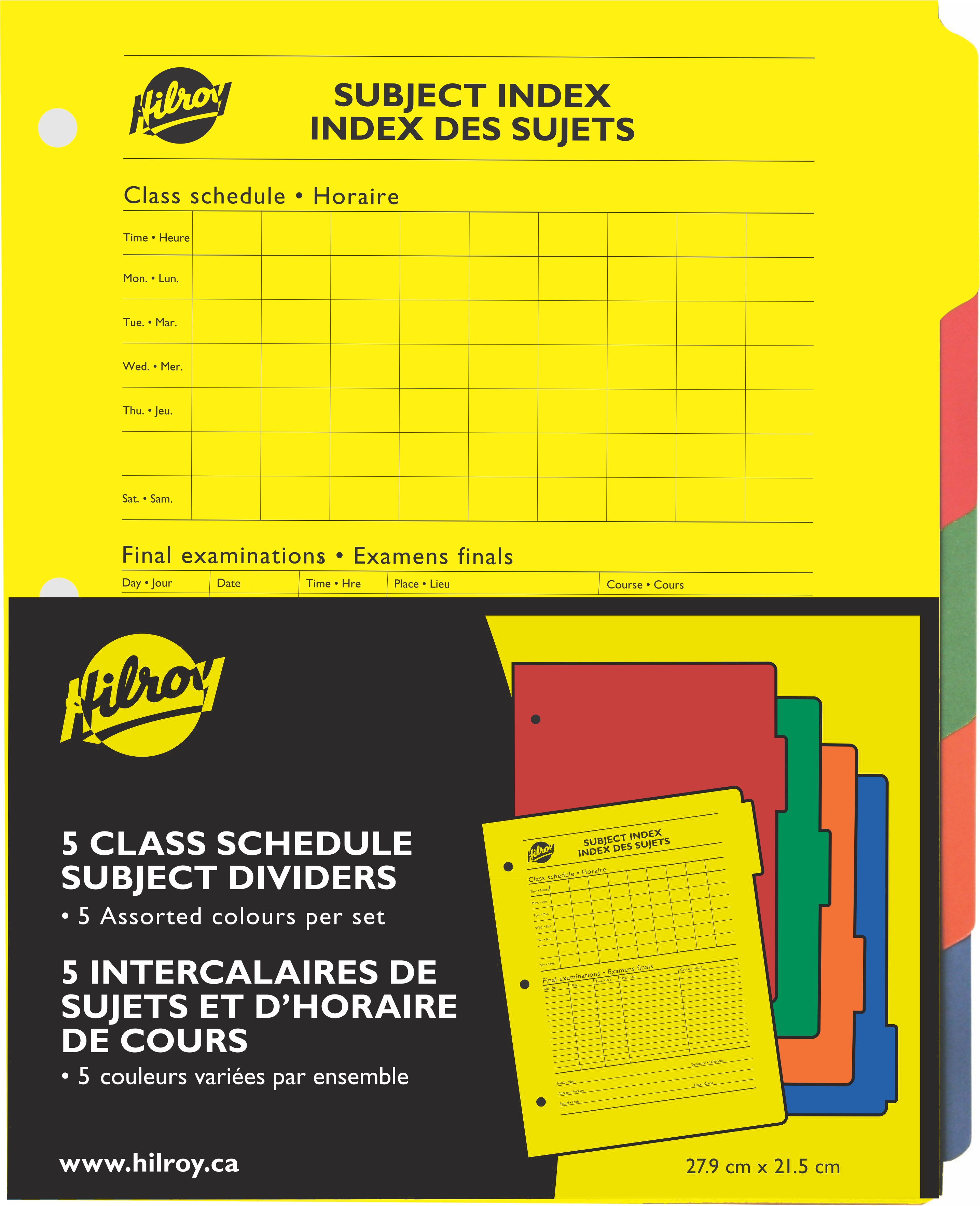 Hilroy Binder Index Divider, 11 x 8-1/2, Assorted Colors - ACCO Canada
