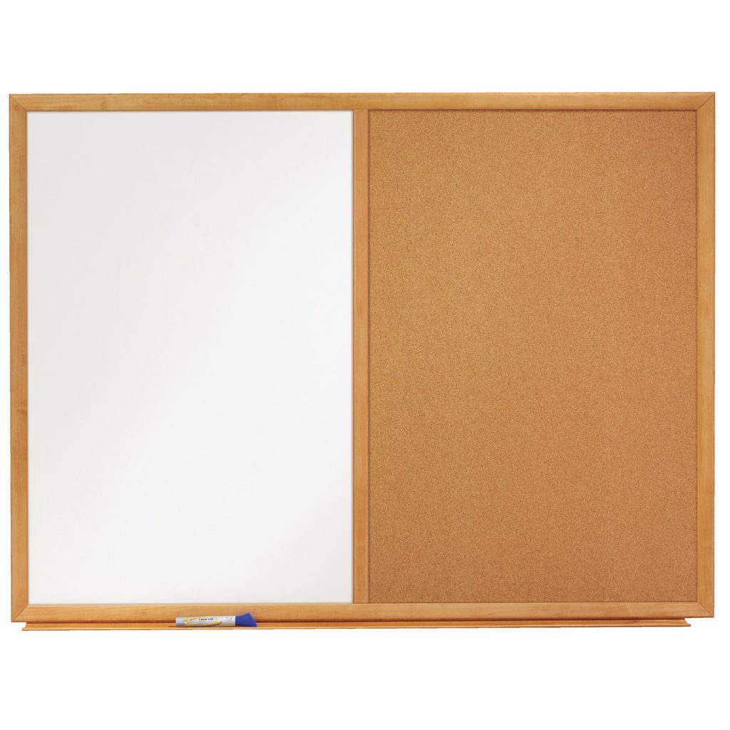 Standard Combination Board, Oak Finish Frame with Natural Cork/Dry ...