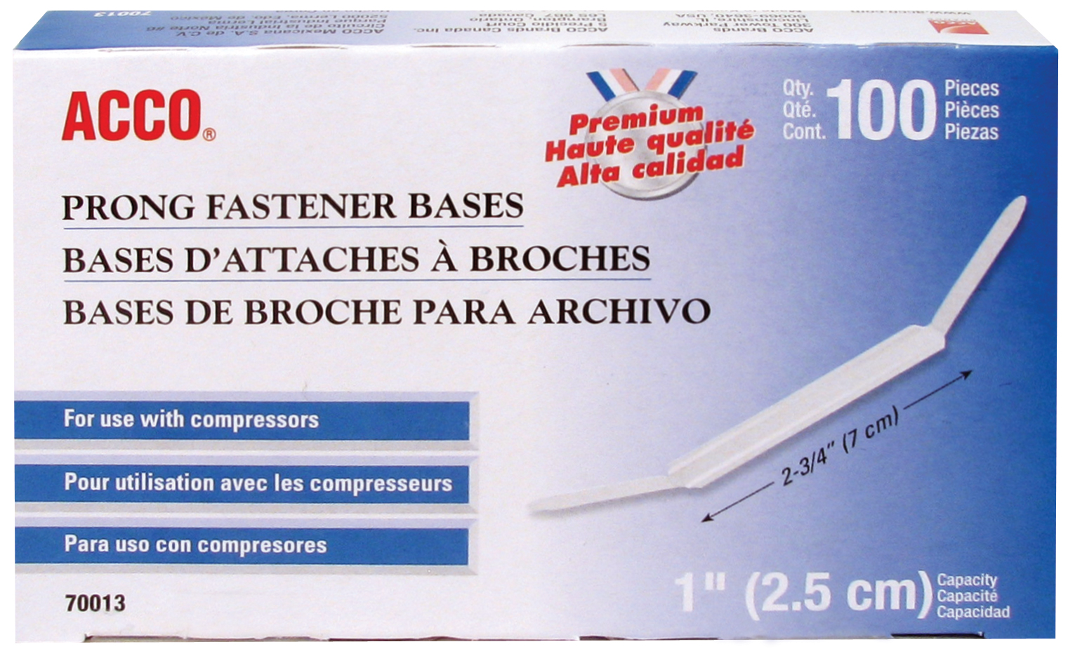 Premium Prong Paper Fasteners Style 12B – 2-3/4 Center, 1" Prong ...