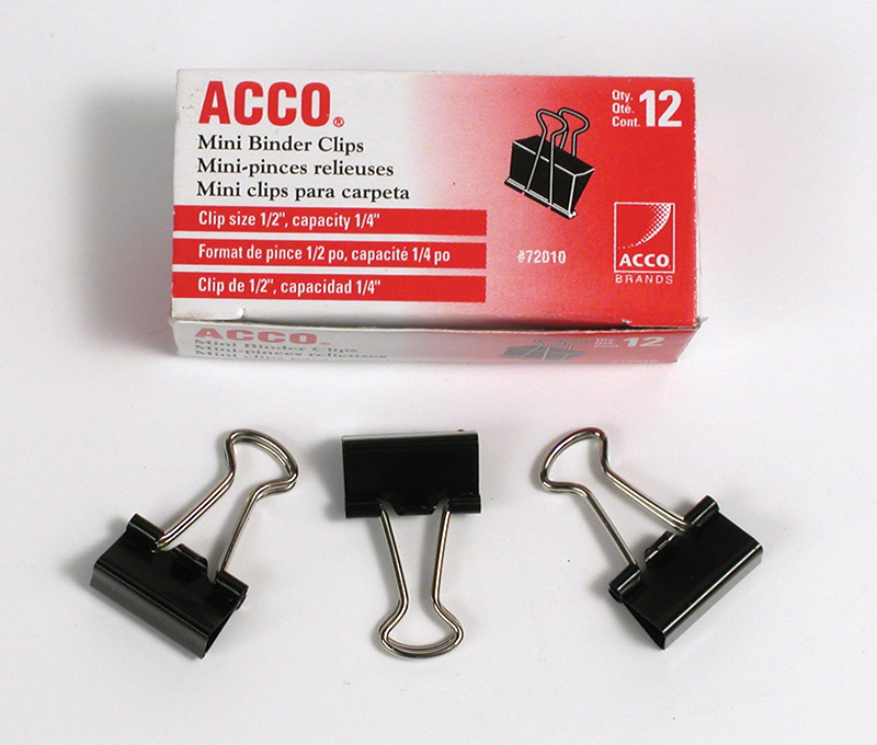 Black Fold-Back Binder Clips Black, Size 1/2" (mini), 1/4" Capacity ...