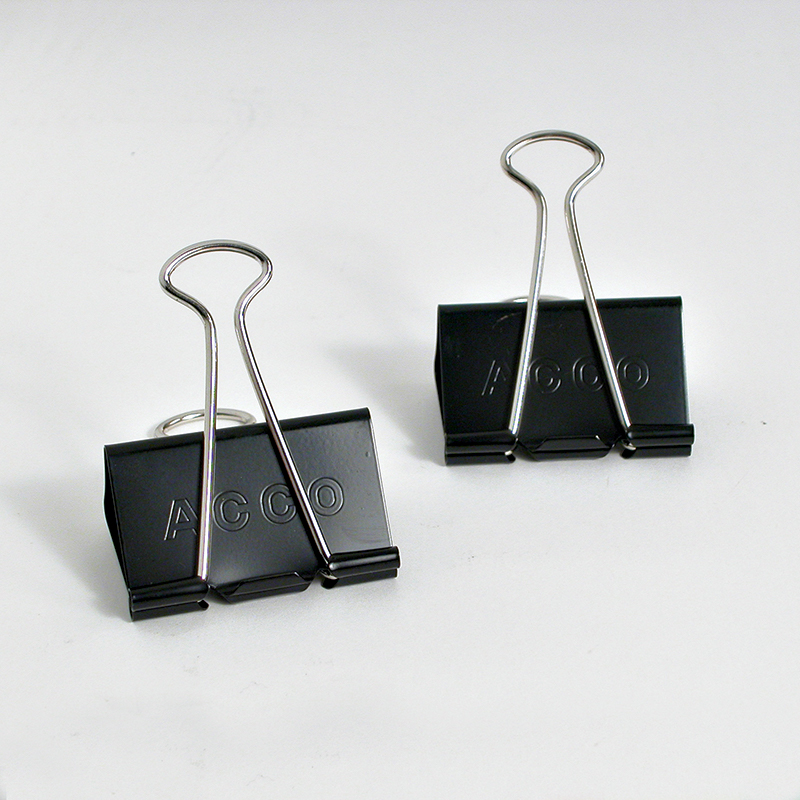 Black Fold-Back Binder Clips Black, Size 2" (Large), 1-1/16" Capacity ...