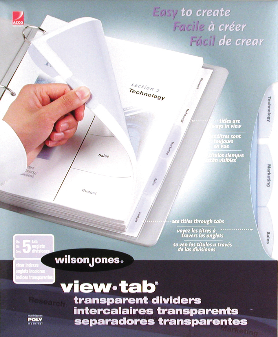 View-Tab® Transparent Dividers Poly, 5 Tab Clear - ACCO Canada