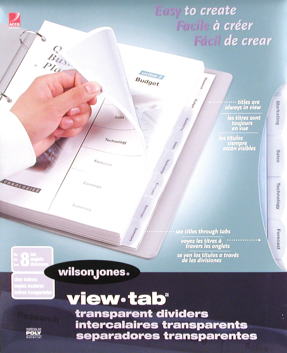 View-Tab® Transparent Dividers Poly, 8 Tab Clear - ACCO Canada